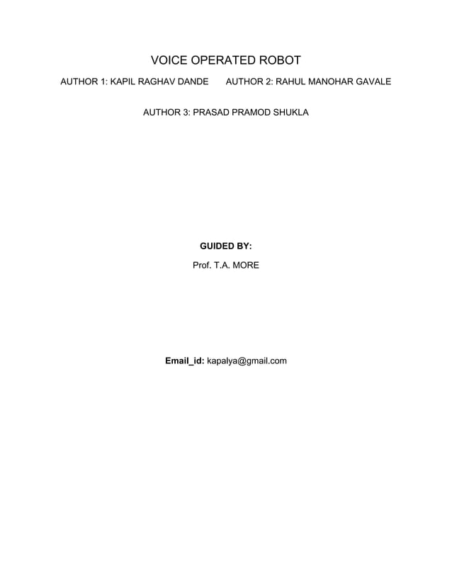 Voice operated robot | DOCX