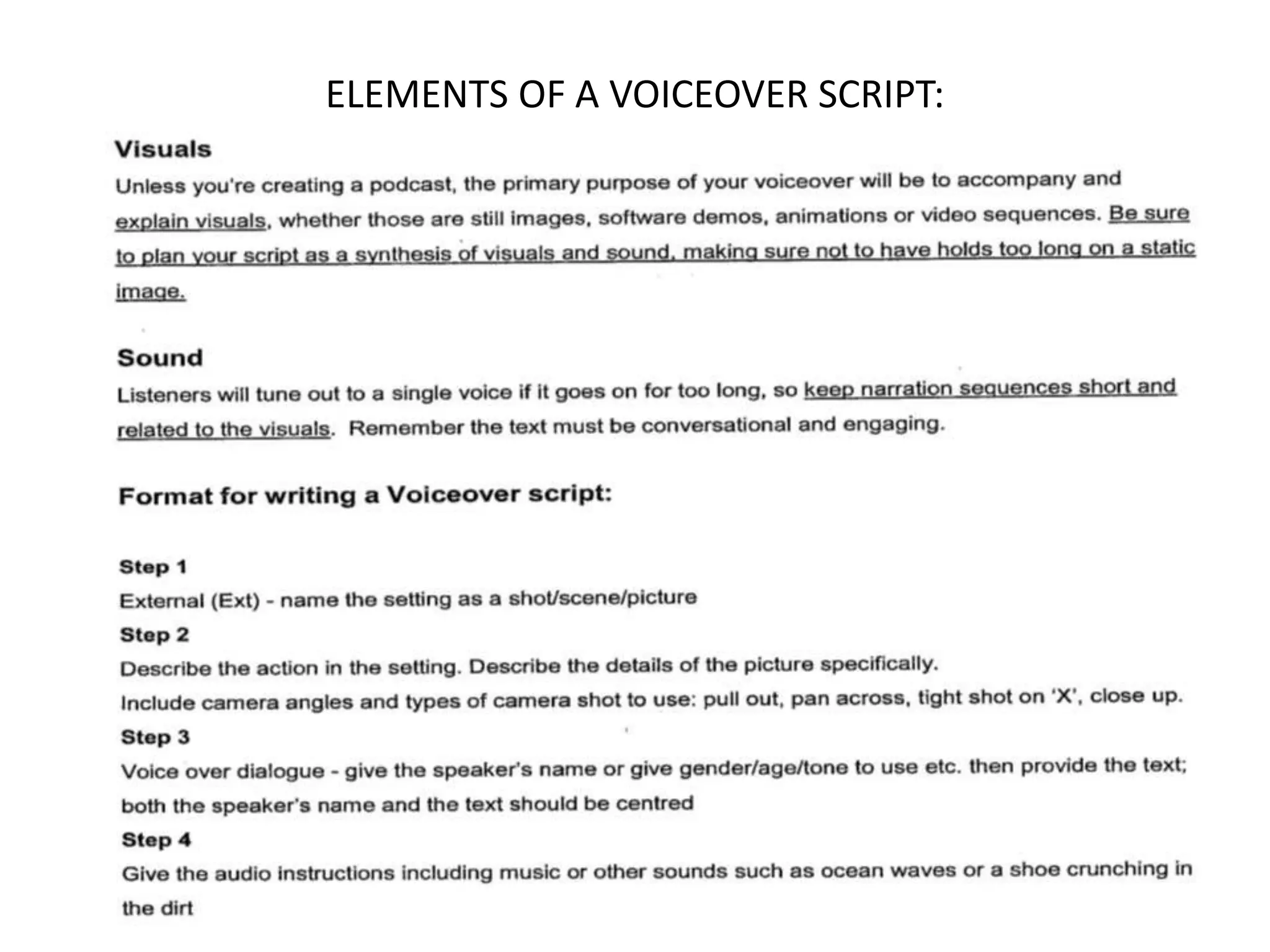 Voiceover and scripted speeches | PPTX