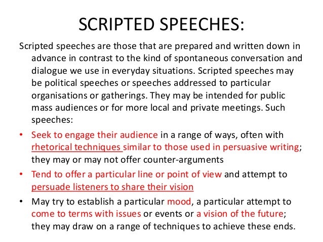 Voiceover and scripted speeches