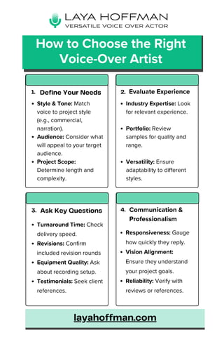 Choosing the Perfect Voice-Over Artist: A Step-by-Step Guide | PDF