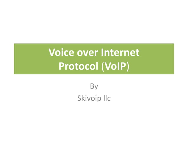 Voice over internet protocol | PPT