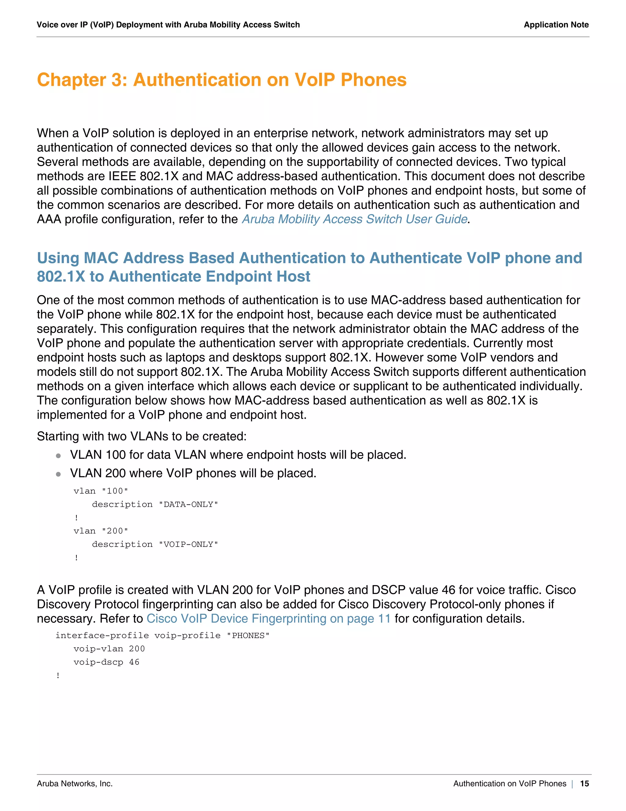 Voice over IP (VoIP) Deployment with Aruba Mobility Access Switch | PDF | Computer Networking ...