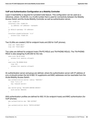 Voice over IP (VoIP) Deployment with Aruba Mobility Access Switch | PDF