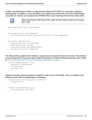 Voice over IP (VoIP) Deployment with Aruba Mobility Access Switch | PDF