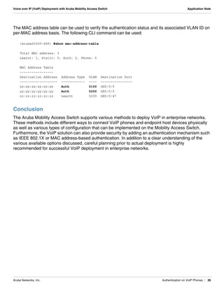 Voice over IP (VoIP) Deployment with Aruba Mobility Access Switch | PDF