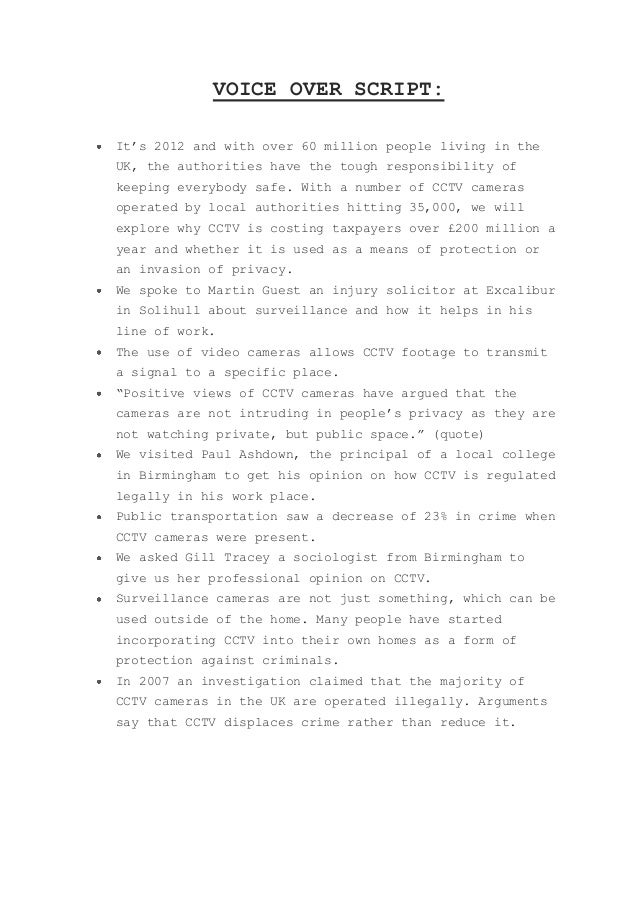 Voice Over Script Voice Over Script