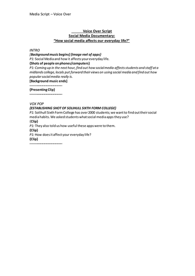 Voice over script | PDF