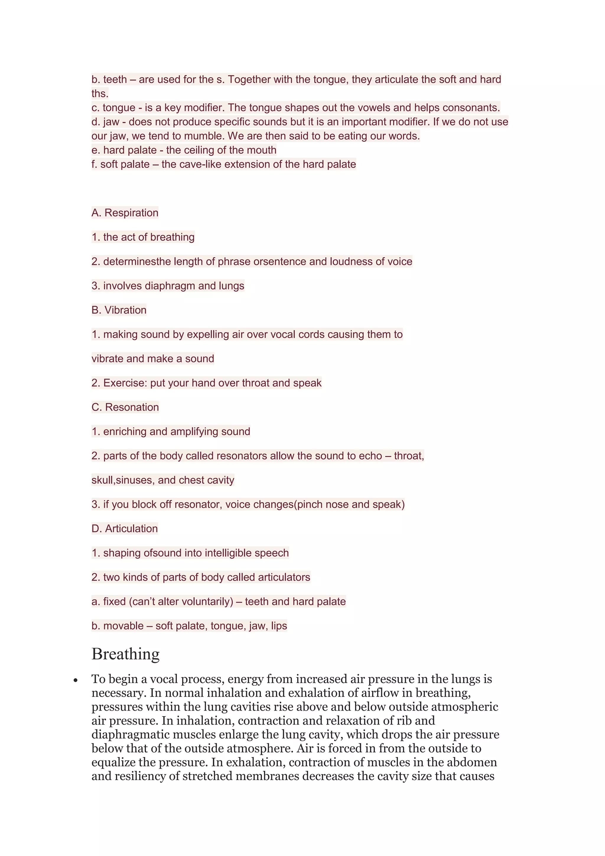 Stages of Voice production | DOCX