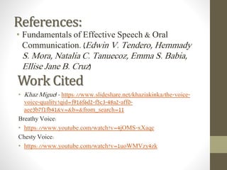 Voice Quality - Speech and Oral Communication | PPTX