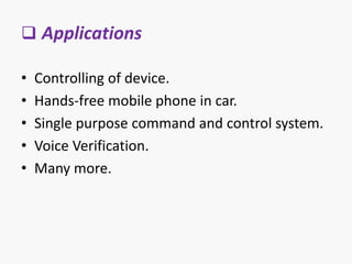 Voice recognition system | PPTX