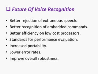 Voice recognition system | PPTX