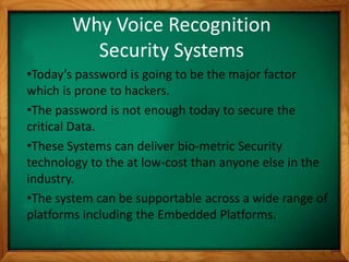 Voice recognition security systems | PPT