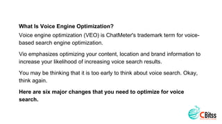 Voice search optimization you should know | Strategies of voice engine optimization | PPTX