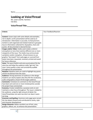 Voice thread critique graphic organizer | PDF