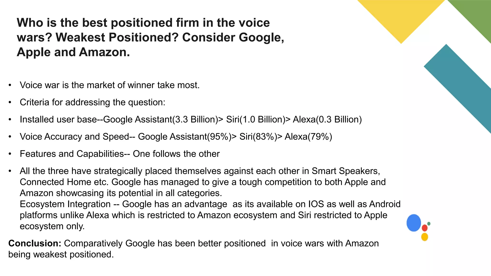 Voice war: Hey Google vs Alexa Vs Siri | PPTX