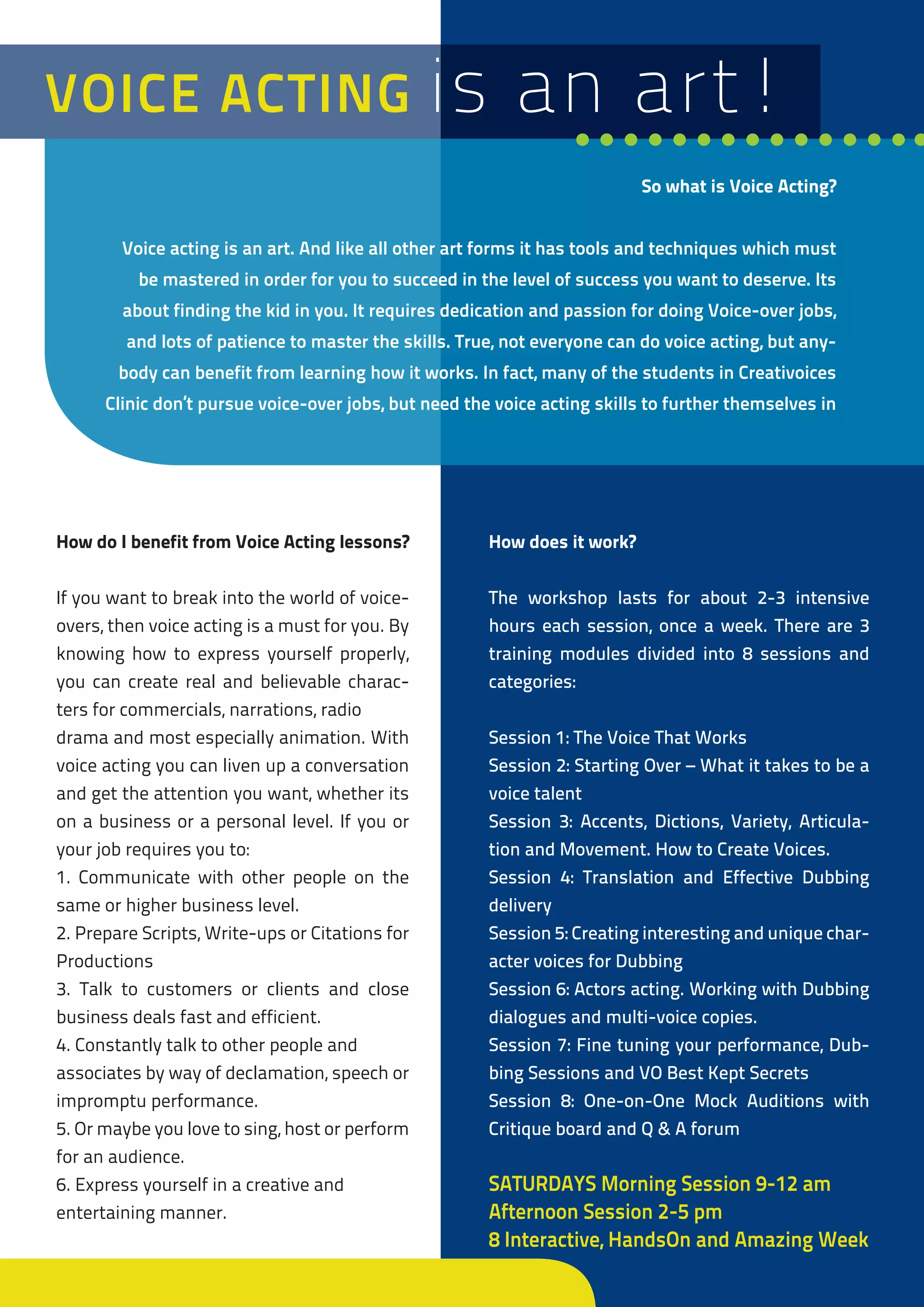 VOICEWORX BASIC VOICE ACTING AND DUBBING WORKSHOP | PDF