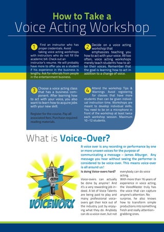VOICEWORX BASIC VOICE ACTING AND DUBBING WORKSHOP | PDF