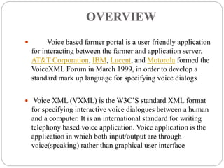 Voicexml for farmers portal ppt | PPT