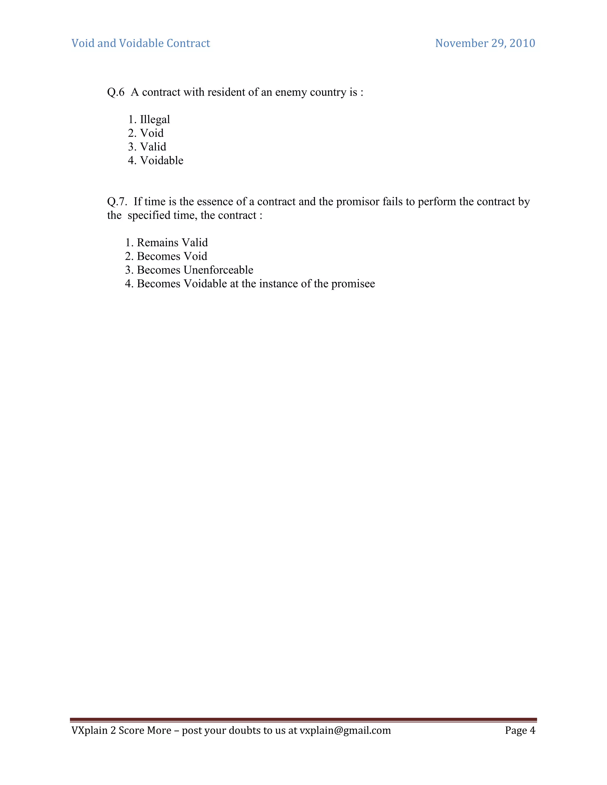 Void & voidable contract | PDF