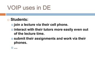 VOIP(Voice Over Internet Protocol) | PPT | Web Conferencing | Computer Software and Applications