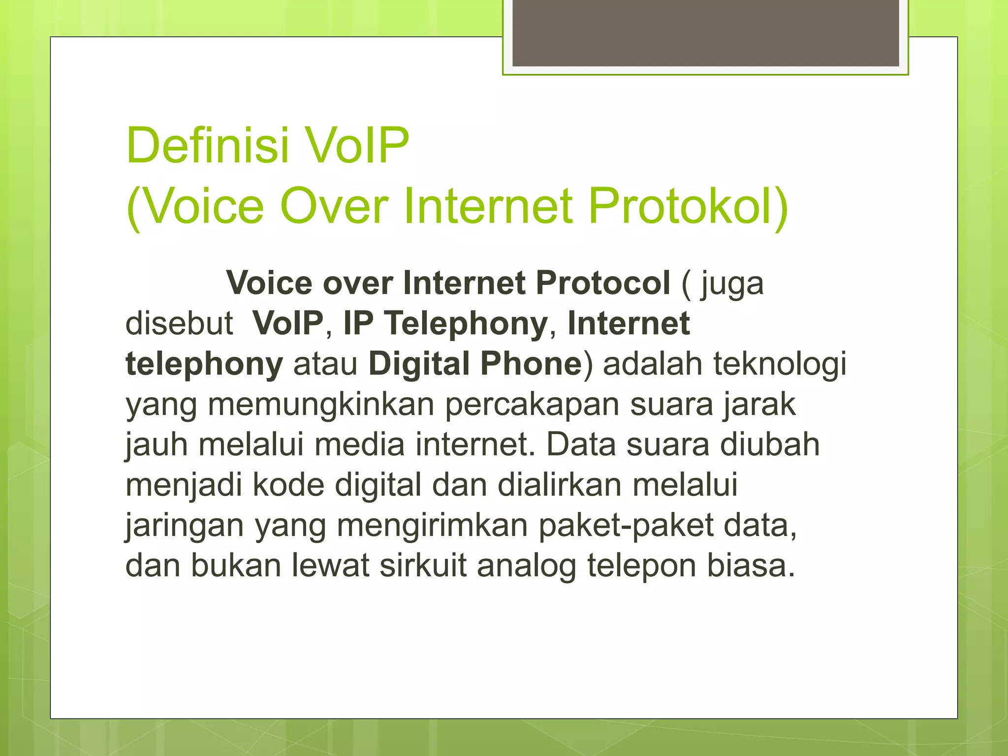 VoIP (Voice Over Internet Protocol) | PPTX