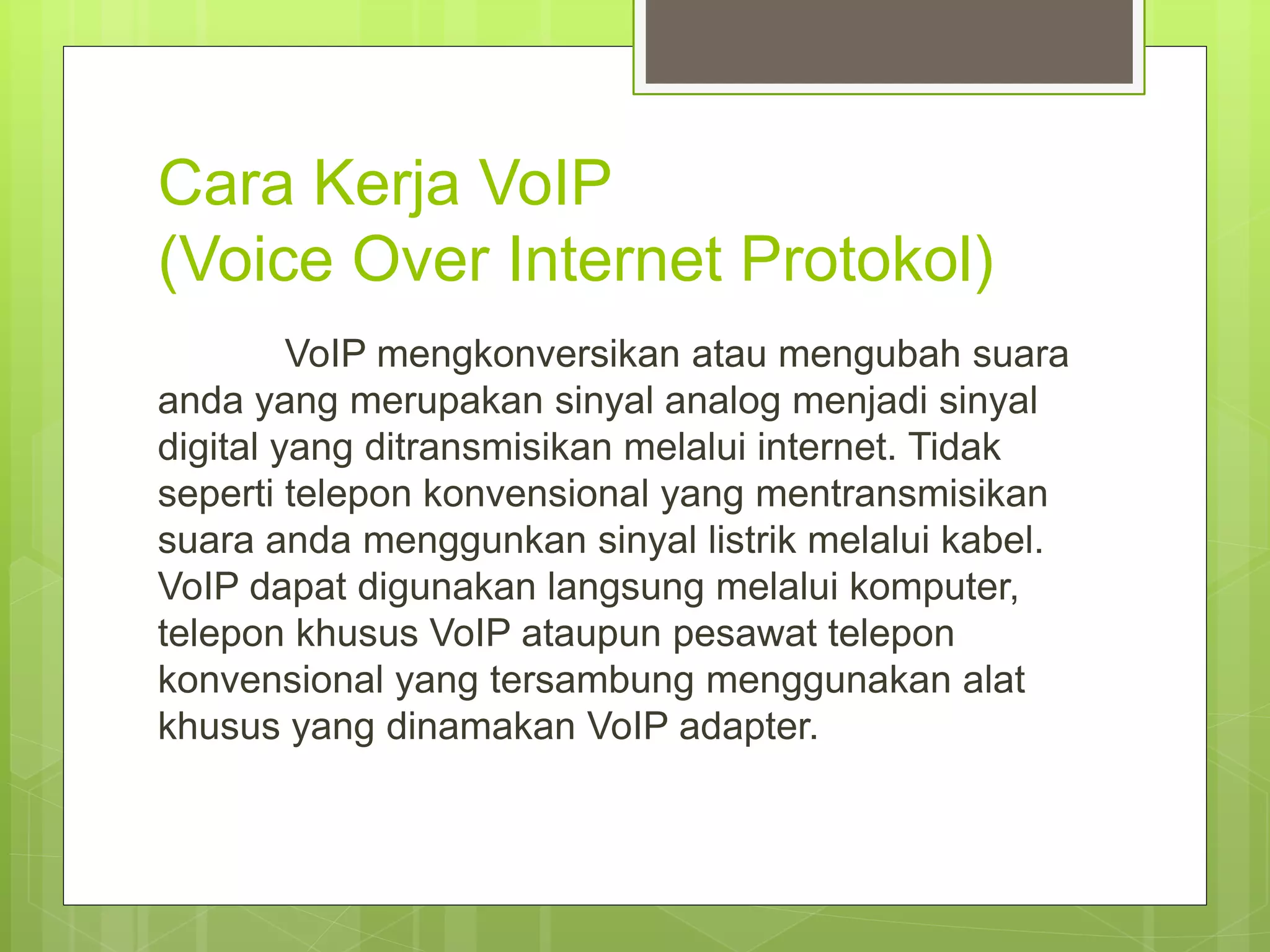 VoIP (Voice Over Internet Protocol) | PPTX