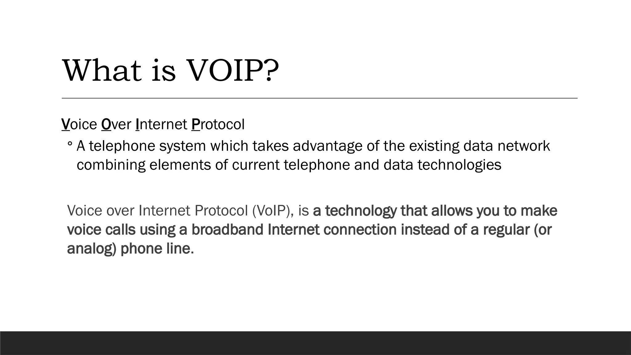 VOIP voice over internet protocol presentation | PPTX | Email | Internet