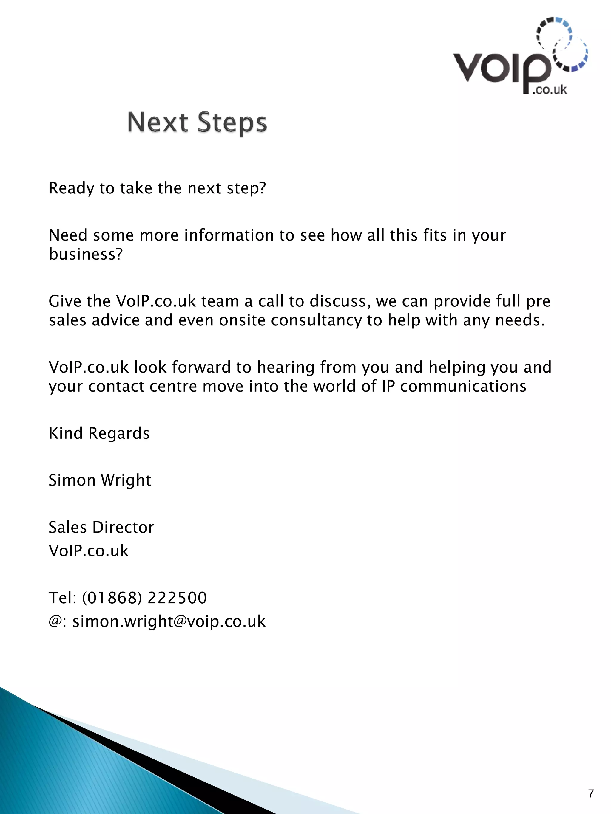 Vo Ip For Contact Centres | PDF | Phone Services | Home Utilities