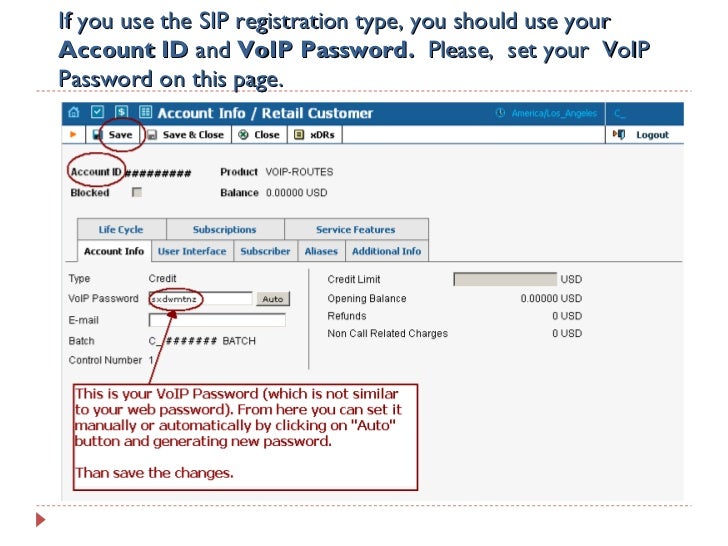 VoIP Password and Account ID