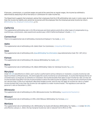 Vol.24. 001 State income tax withholding rates and tables for 2023 ...