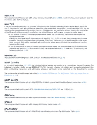 Vol.24. 001 State income tax withholding rates and tables for 2023 ...