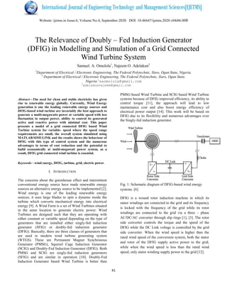 The Relevance of Doubly – Fed Induction Generator (DFIG) in Modelling ...