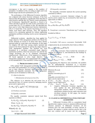 An Adaptive Differential Evolution Algorithm for Reactive Power Dispatch | PDF