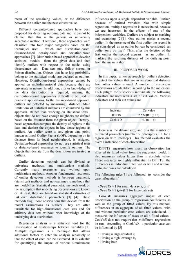 Multiple Linear Regression Models In Outlier Detection Pdf