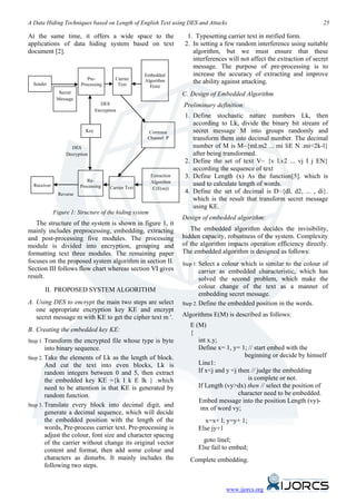 A Data Hiding Techniques Based on Length of English Text using DES and Attacks | PDF
