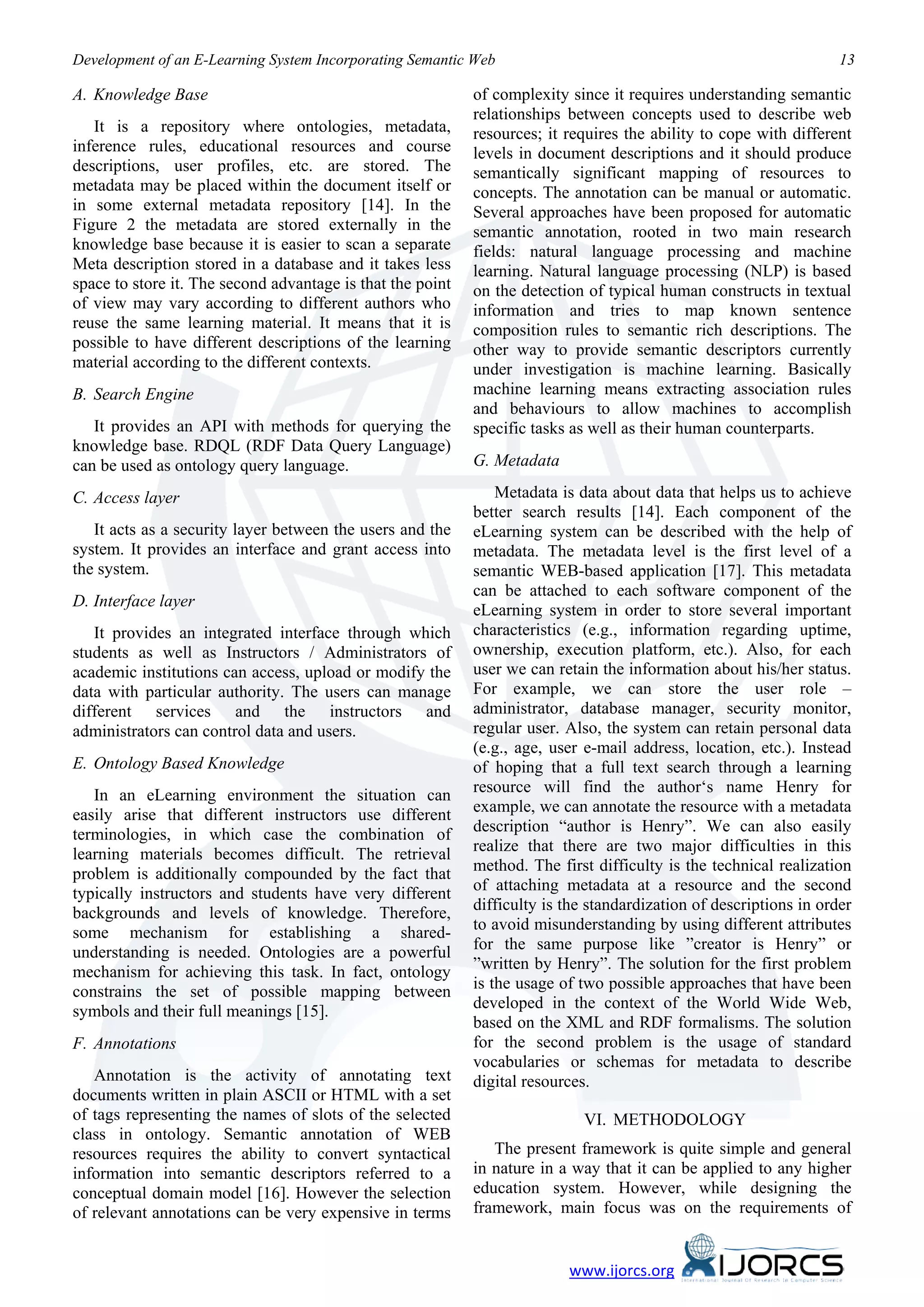 Development Of An E Learning System Incorporating Semantic Web Pdf Web Design And Html