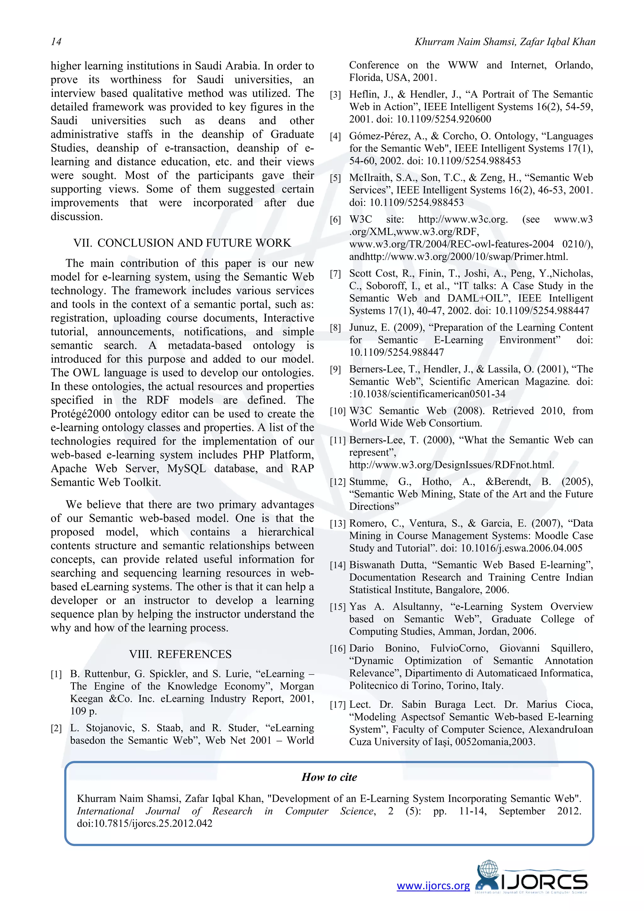 Development Of An E Learning System Incorporating Semantic Web Pdf