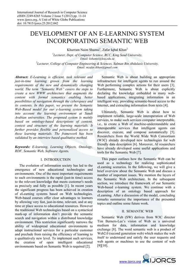 Development of an E-Learning System Incorporating Semantic Web | PDF
