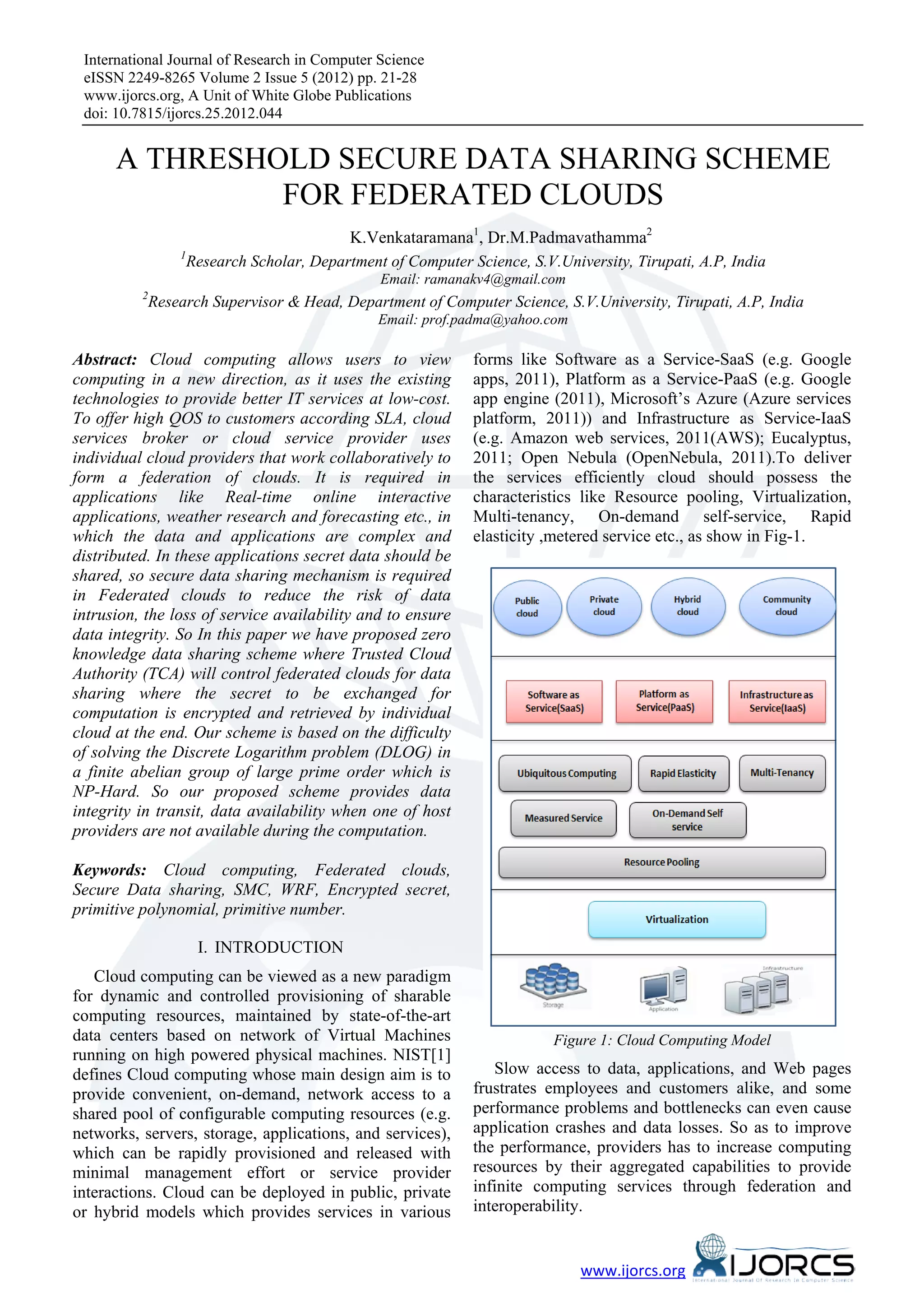 A Threshold Secure Data Sharing Scheme For Federated Clouds Pdf