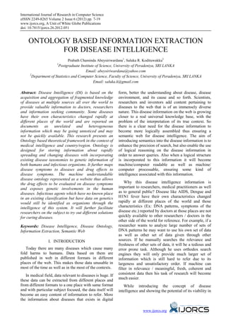 Ontology Based Information Extraction for Disease Intelligence | PDF