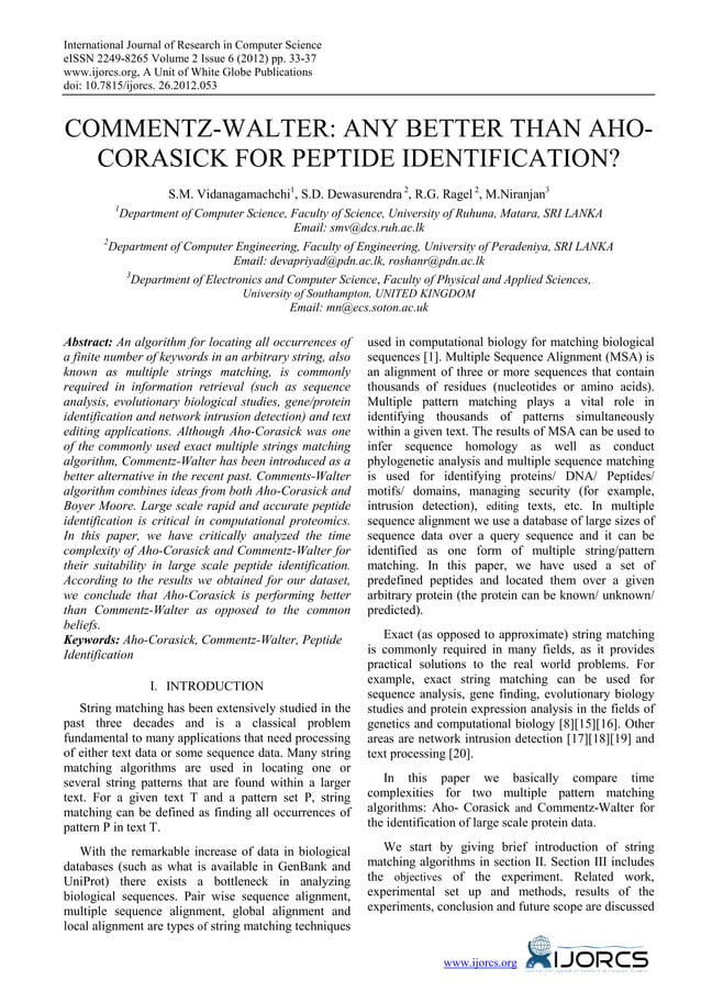 Commentz-Walter: Any Better than Aho-Corasick for Peptide ...
