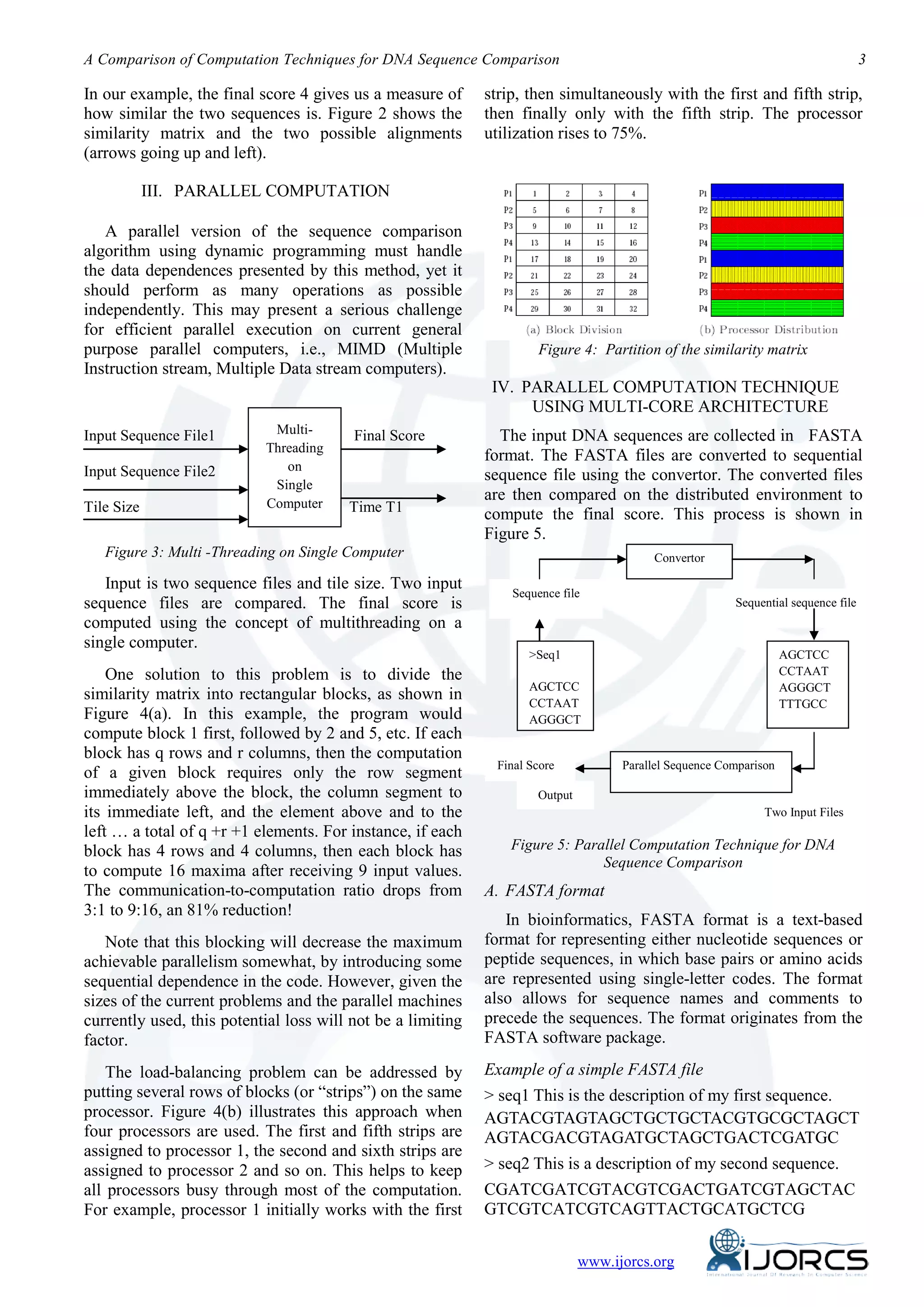 A Comparison of Computation Techniques for DNA Sequence Comparison | PDF