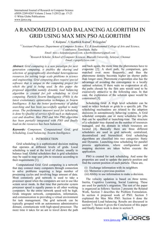A Randomized Load Balancing Algorithm In Grid using Max Min PSO Algorithm | PDF