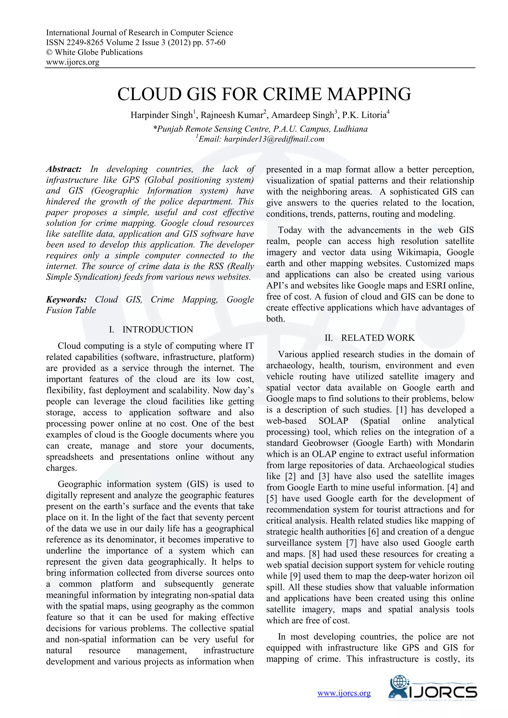 Cloud GIS for Crime Mapping | PDF