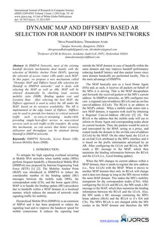 Dynamic Map and Diffserv Based AR Selection for Handoff in HMIPv6 Networks | PDF