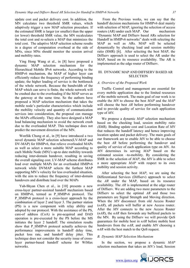 Dynamic Map And Diffserv Based Ar Selection For Handoff In Hmipv6