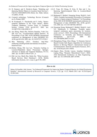 An Enhanced Framework for Improving Spatio-Temporal Queries for Global Positioning Systems | PDF