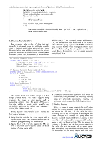 An Enhanced Framework for Improving Spatio-Temporal Queries for Global Positioning Systems | PDF