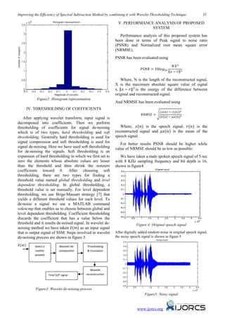Improving the Efficiency of Spectral Subtraction Method by Combining it with Wavelet ...