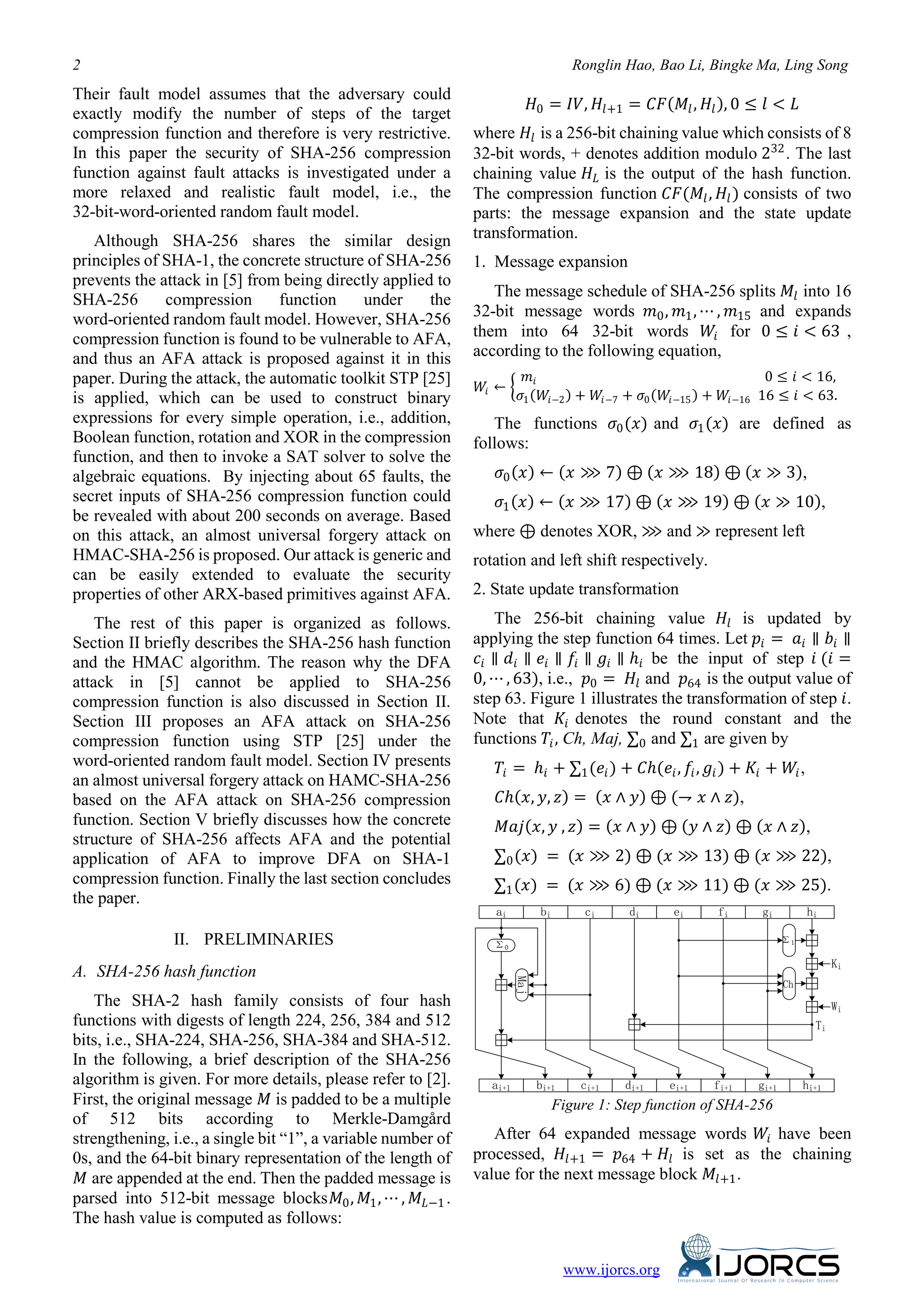 Algebraic Fault Attack on the SHA-256 Compression Function | PDF | Programming Languages | Computing